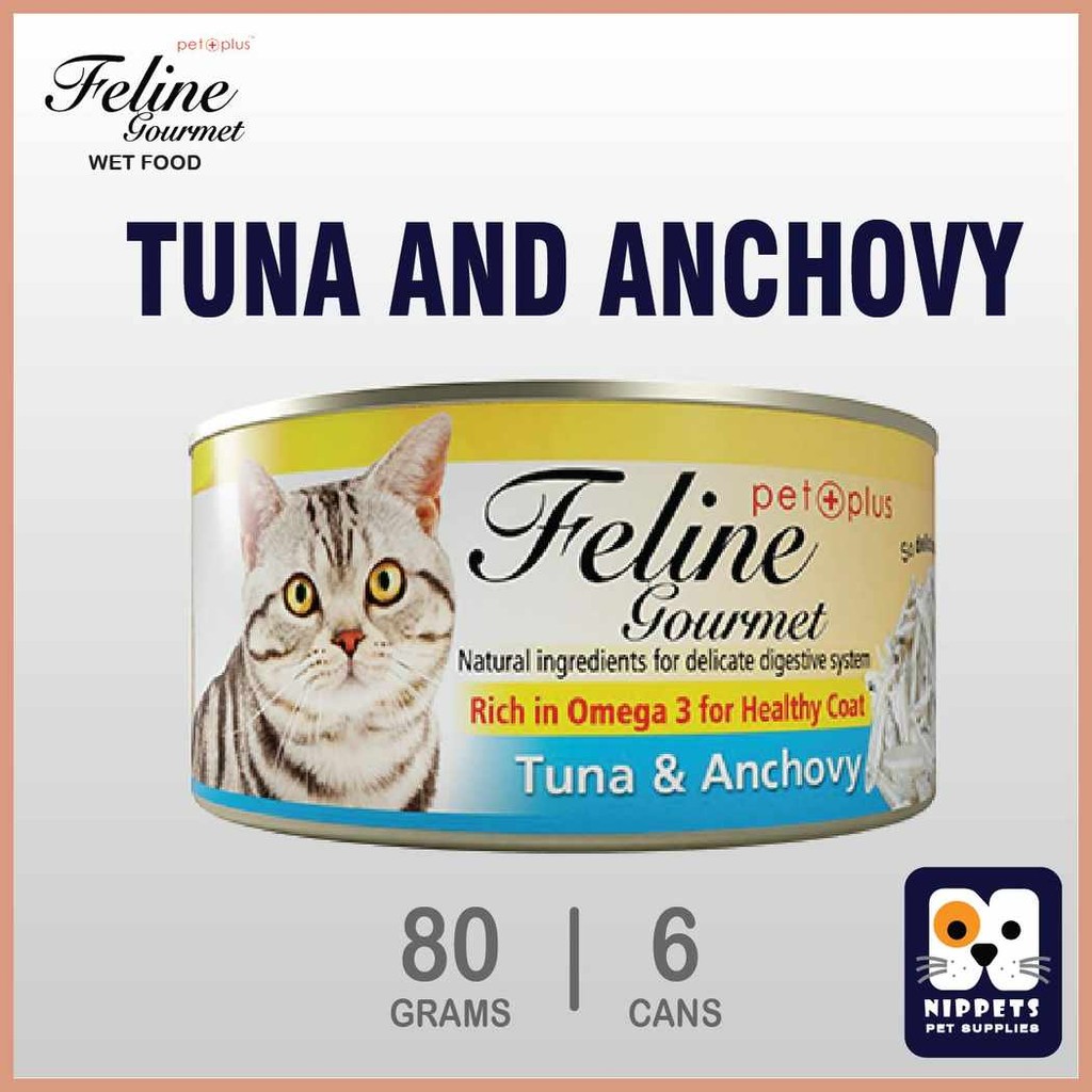 FELINE'nH=GOURMET_HQ_Tuna_Mp%and`P&Anchovy`x&Wet`U&Cat`z&Food`t&in Can 80g (Set of 6 cans ...