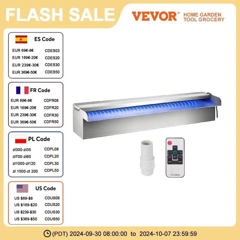 ☛VEVOR Pool Fountain Swimming Pool Waterfall LED Strip Light Waterfall ...