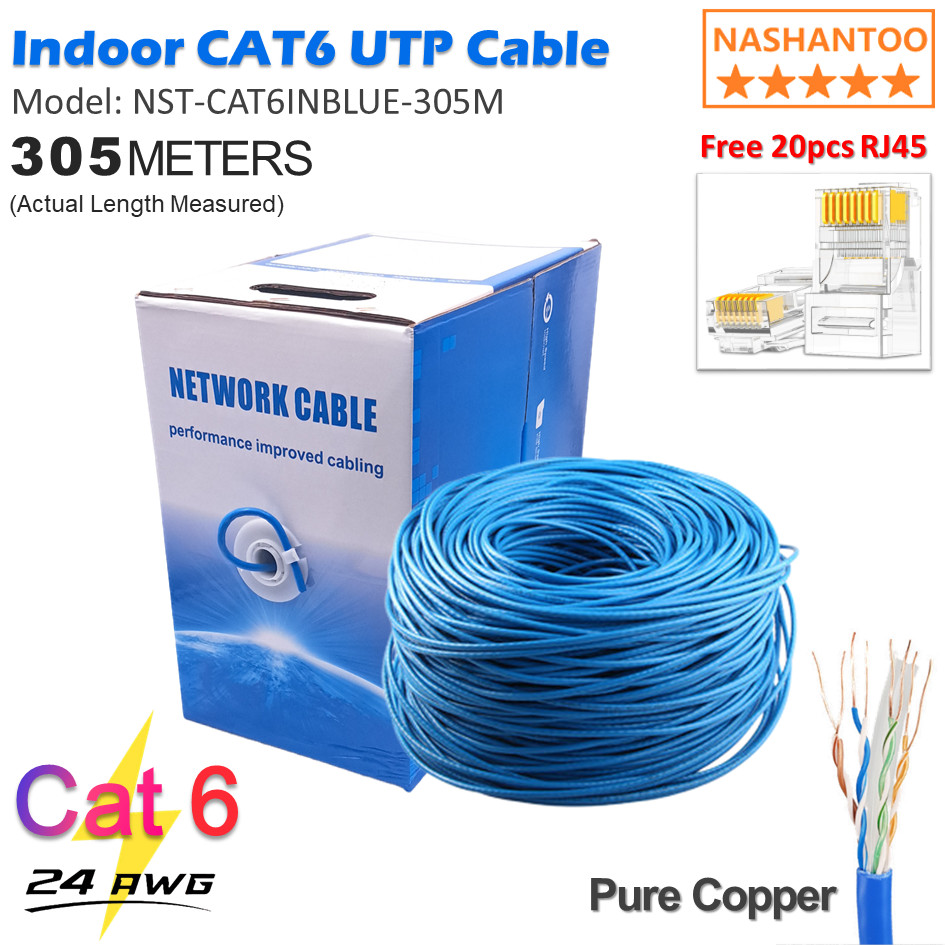 305m CAT6 Pure Copper Indoor UTP LAN Cable 24AWG 0.5mm, BC High Quality ...