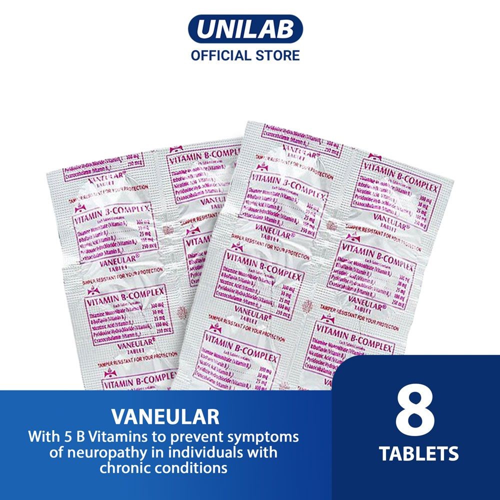 Vaneular® 8 Tabs, high dose 5 B vitamins for adults w/ neuropathy due ...