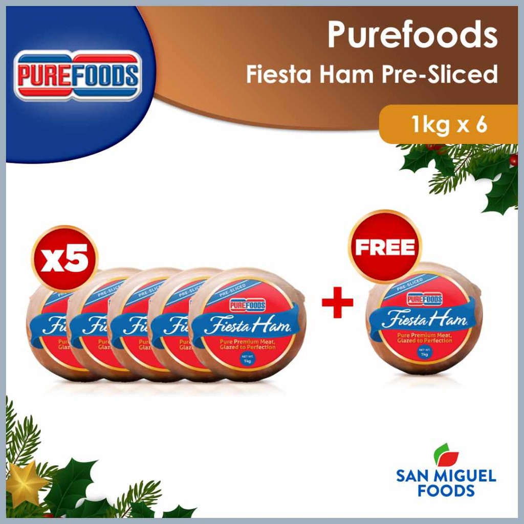 Purefoods}bh>Fiesta+LQ]Ham=QA(Pre-Sliced|U(1KG|I(5+1 | Shopee Philippines