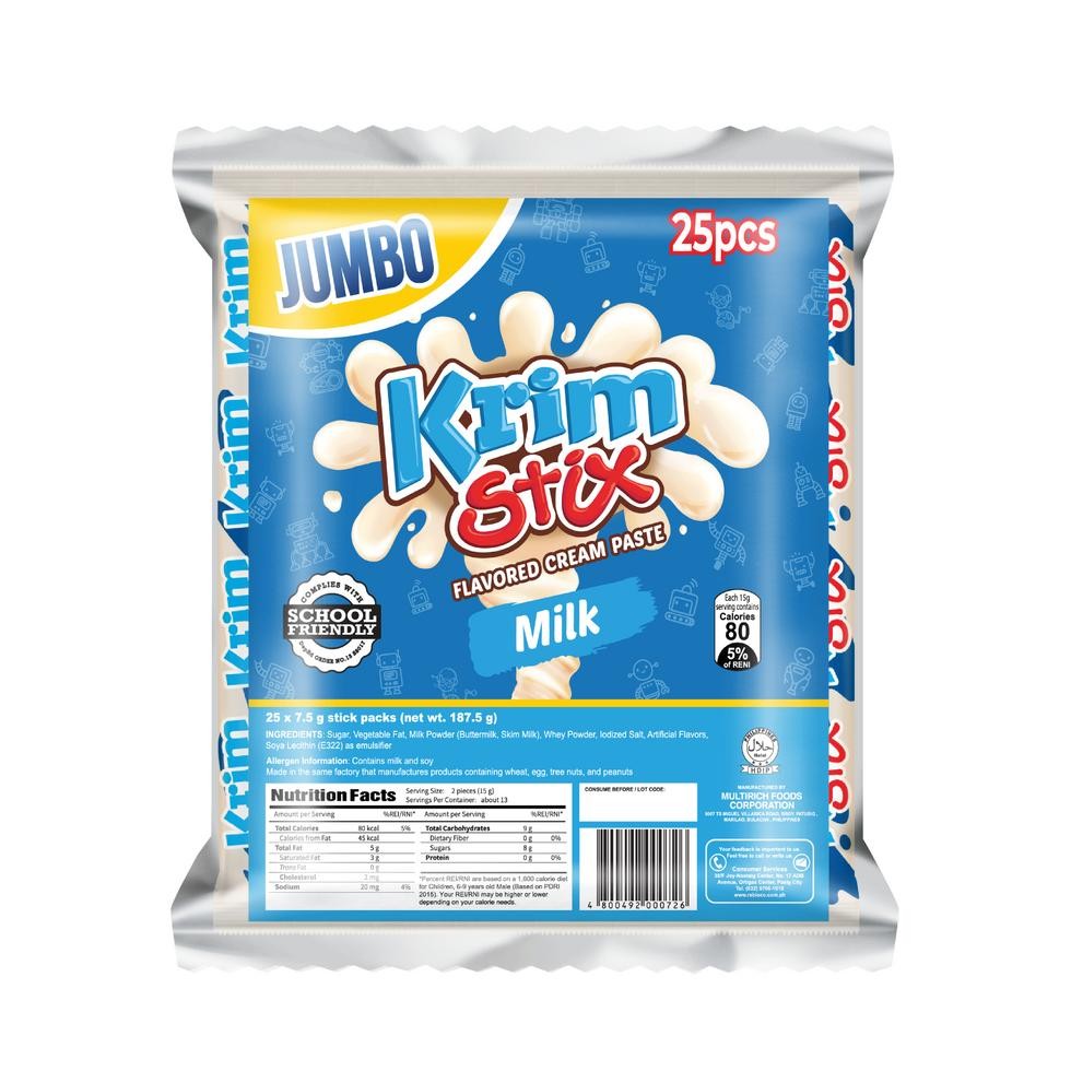 Krim Stix Cream Paste Jumbo Milk Flavored 25s | Shopee Philippines