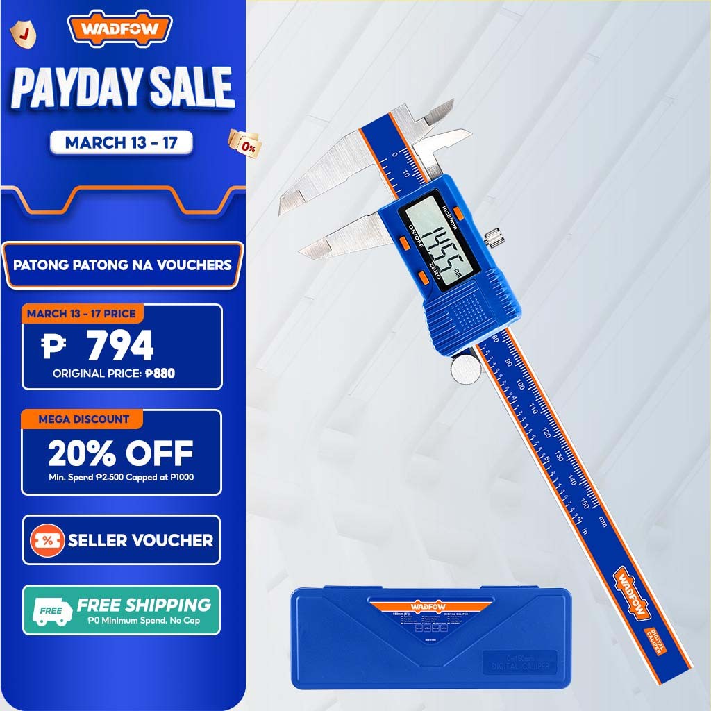 Wadfow WVC2B15 Stainless Steel Digital Vernier Caliper Ruler Diameter ...