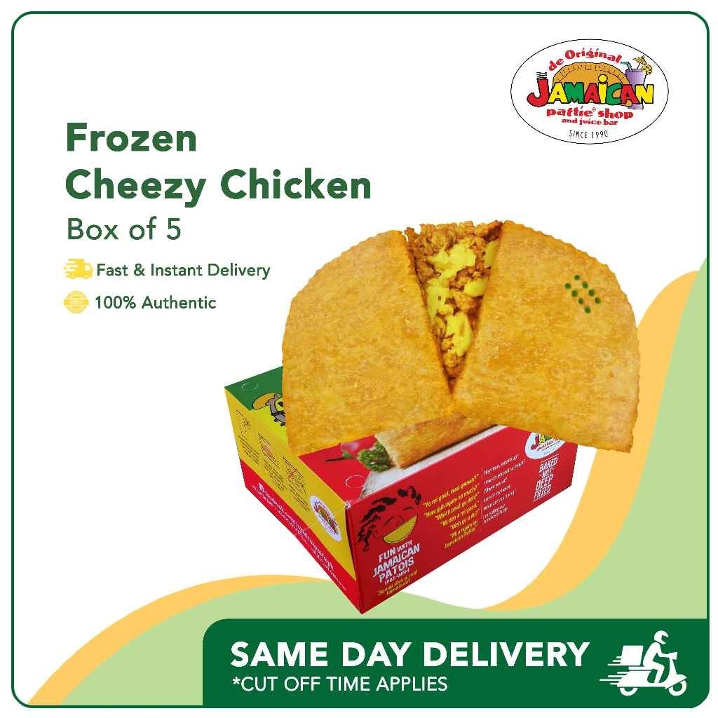 Jamaican Pattie Frozen Cheezy Chicken Box of 5 [Frozen, Pattie, Chicken ...