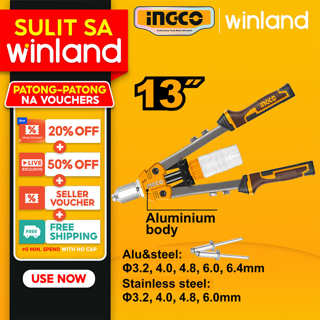 Ingco by Winland 13 inches Hand Riveter Aluminum Steel Rivet HR131 ING ...