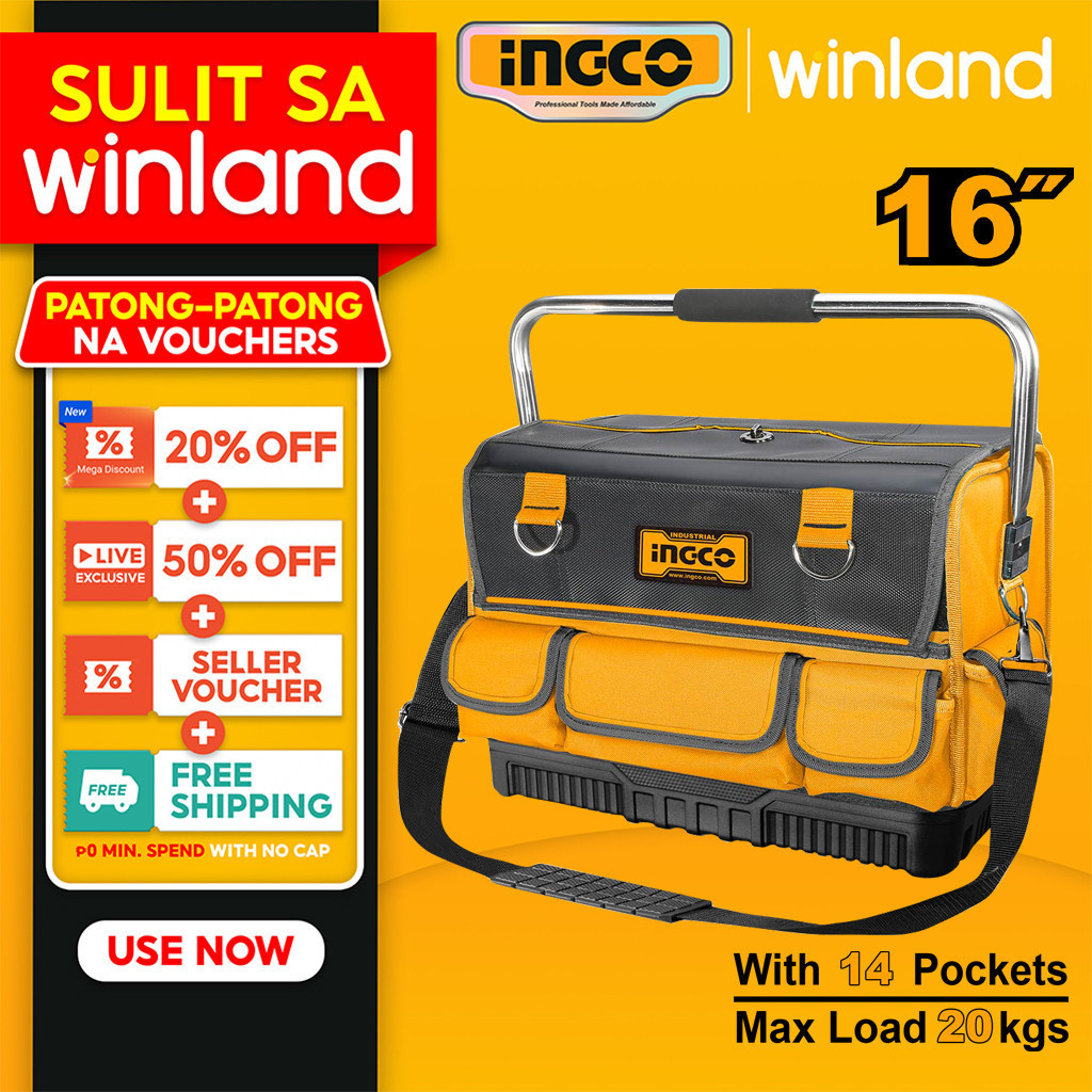 Ingco by Winland Industrial Tool Box Bag Organizer Storage 16 inches ...