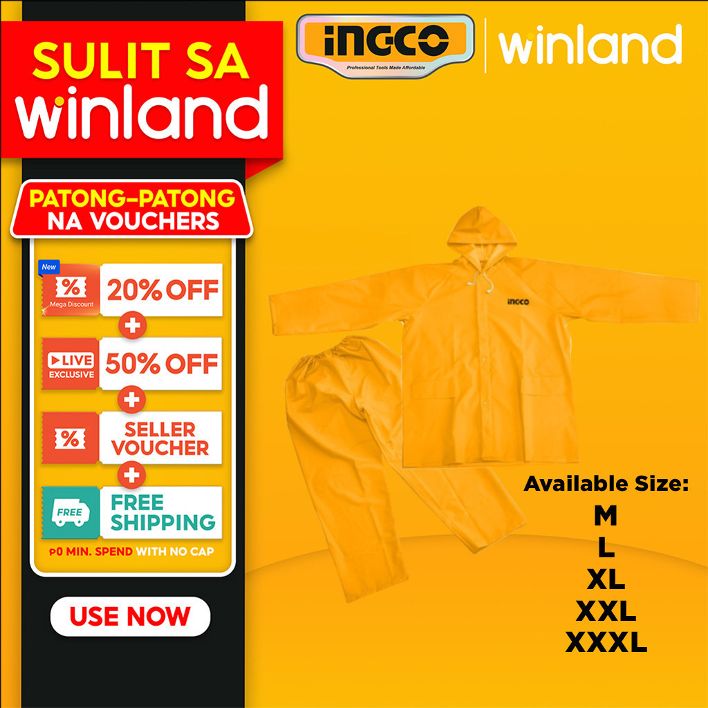 Ingco by Winland Industrial Rain Coat Suit Set w/ Zipper and Pocket 100 ...