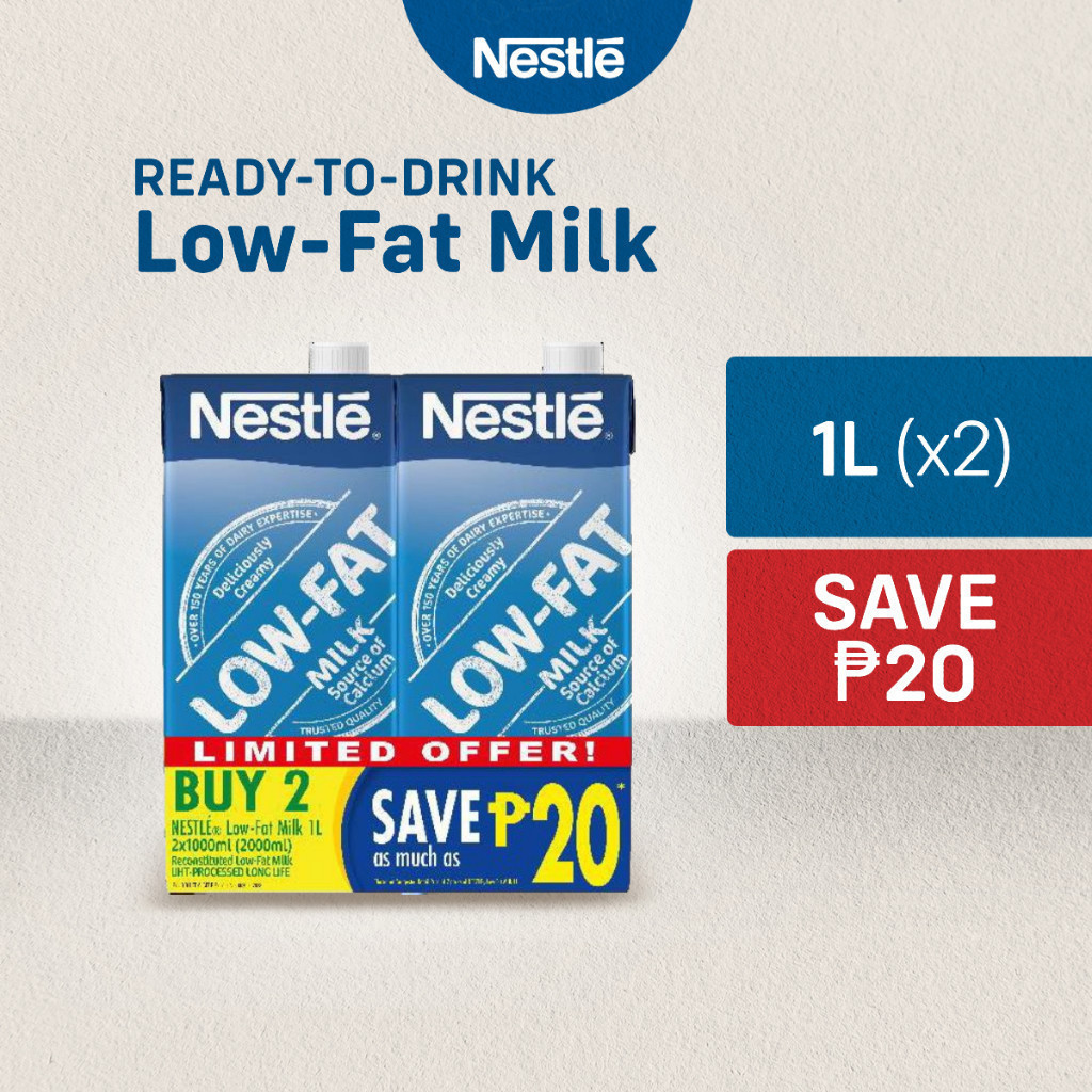 [Buy 2 Save P20] Nestle Low Fat Milk 1L | Shopee Philippines