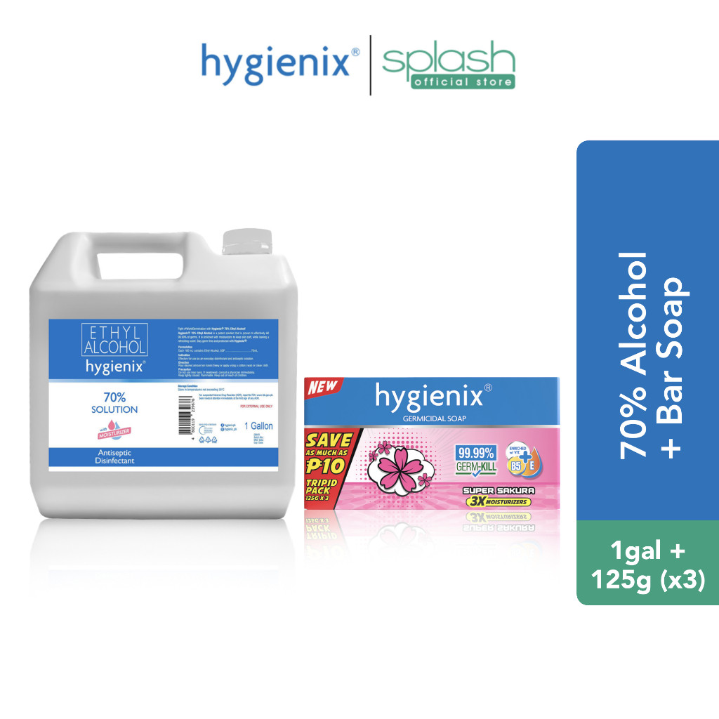 Hygienix 70% Anti-Bacterial Solution 1Gallon + Germicidal Bar Soap ...