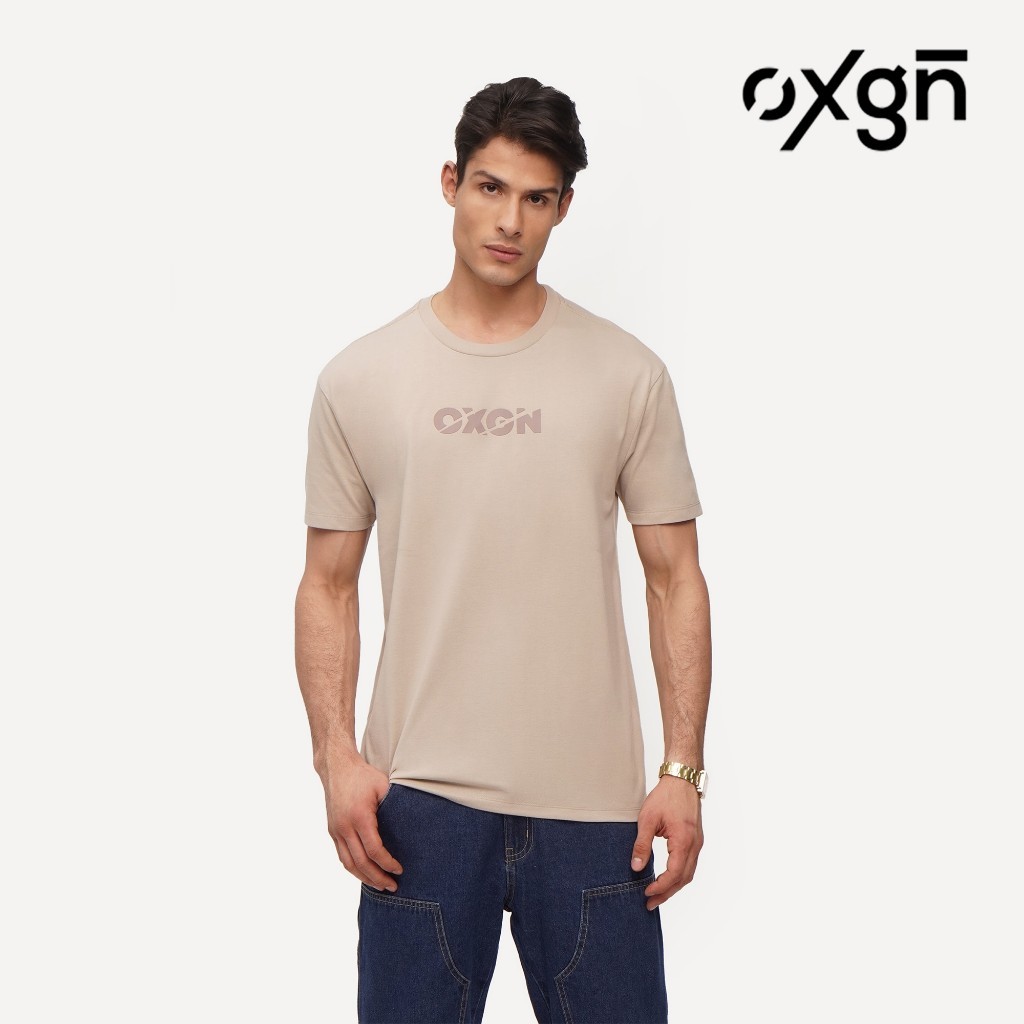 OXGN Logo Graphic T-Shirt For Men (Khaki) | Shopee Philippines