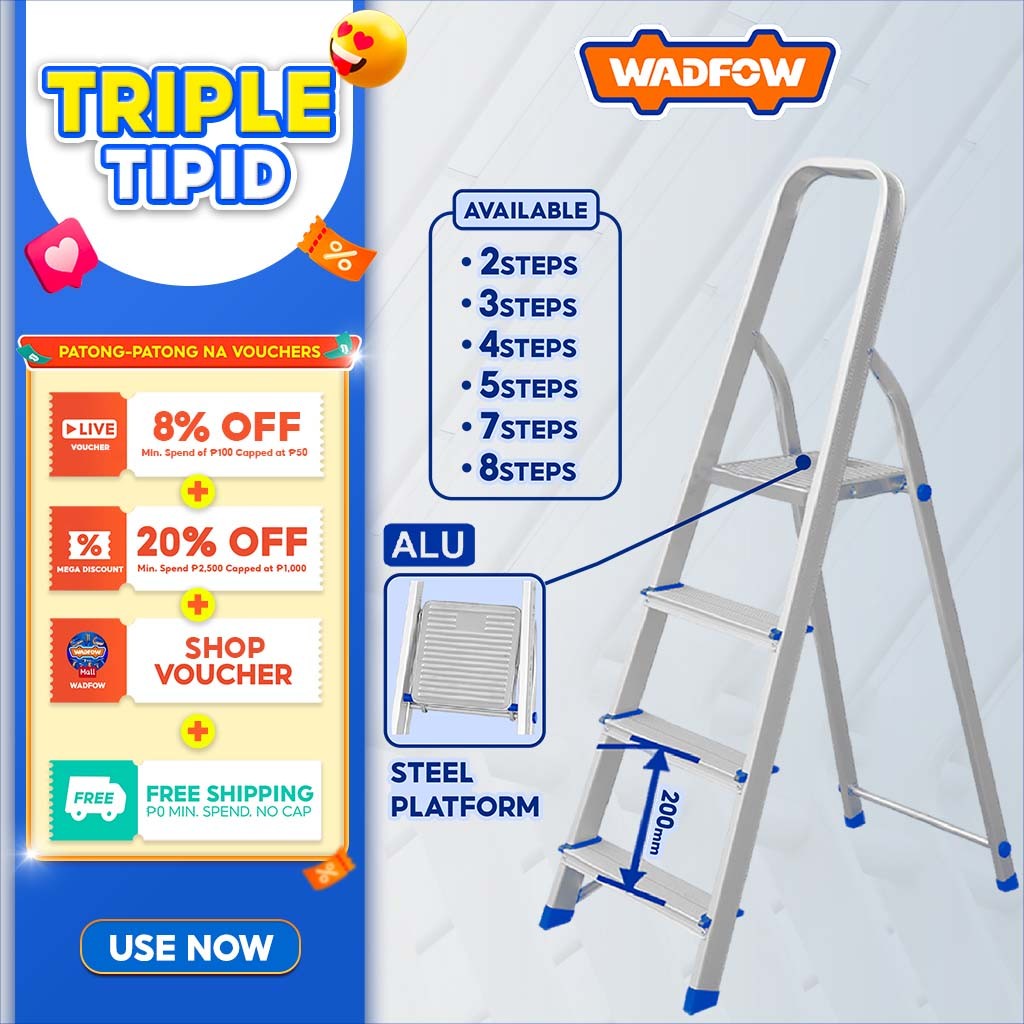 Wadfow 2-Steps to 8-Steps Aluminum & Steel Non-slip Steps with Wide ...