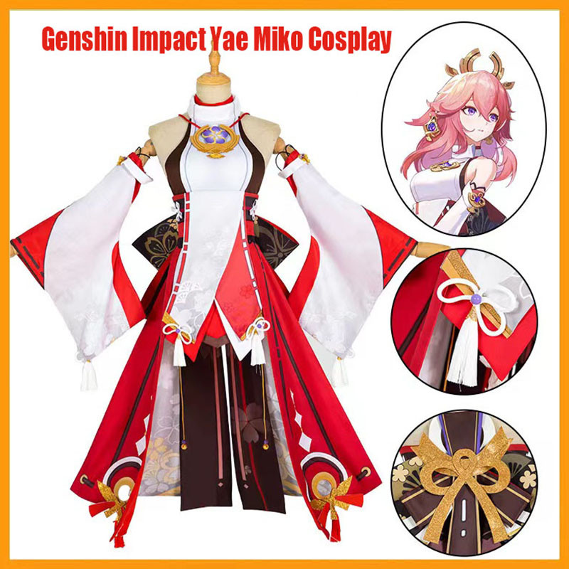 Genshin Impact Yae Miko Guuji Yae Cosplay Costume Cos Games Uniform ...