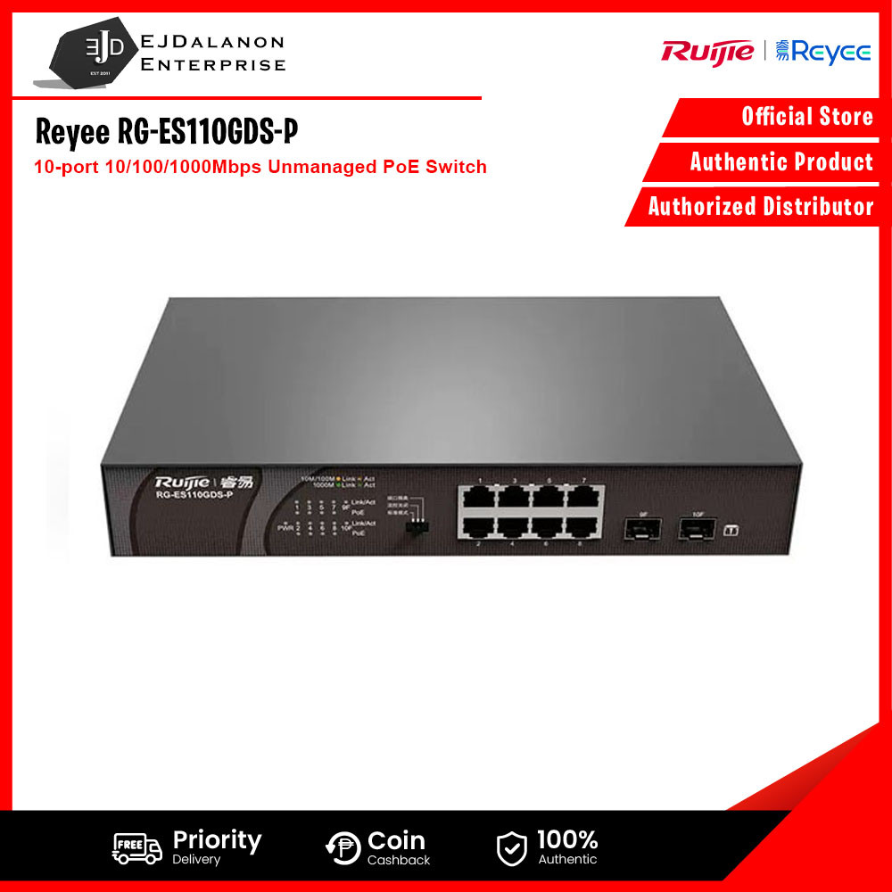 Reyee RG-ES110GDS-P 10-port 10/100/1000Mbps Unmanaged PoE Switch ...