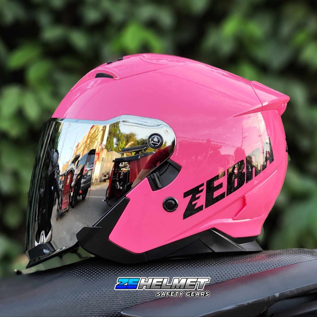 ZEBRA YM-902 PLAIN (Pink) HALF FACE - DUAL VISOR (with FREE Clear Lens ...