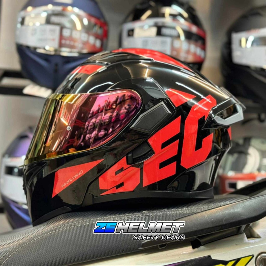 SEC WHIRLWIND V3 2024 (Black/Red) MODULAR - DUAL VISOR (with FREE Clear ...