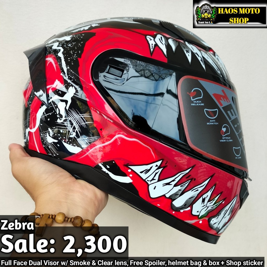 Zebra full face helmet 763 pro devour dual visor | Shopee Philippines