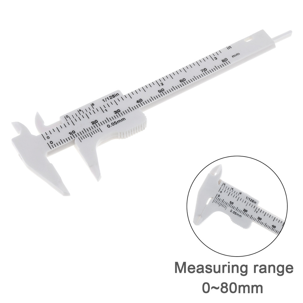 0-80mm Double Scale White Plastic Vernier Caliper with Mini Measurement ...
