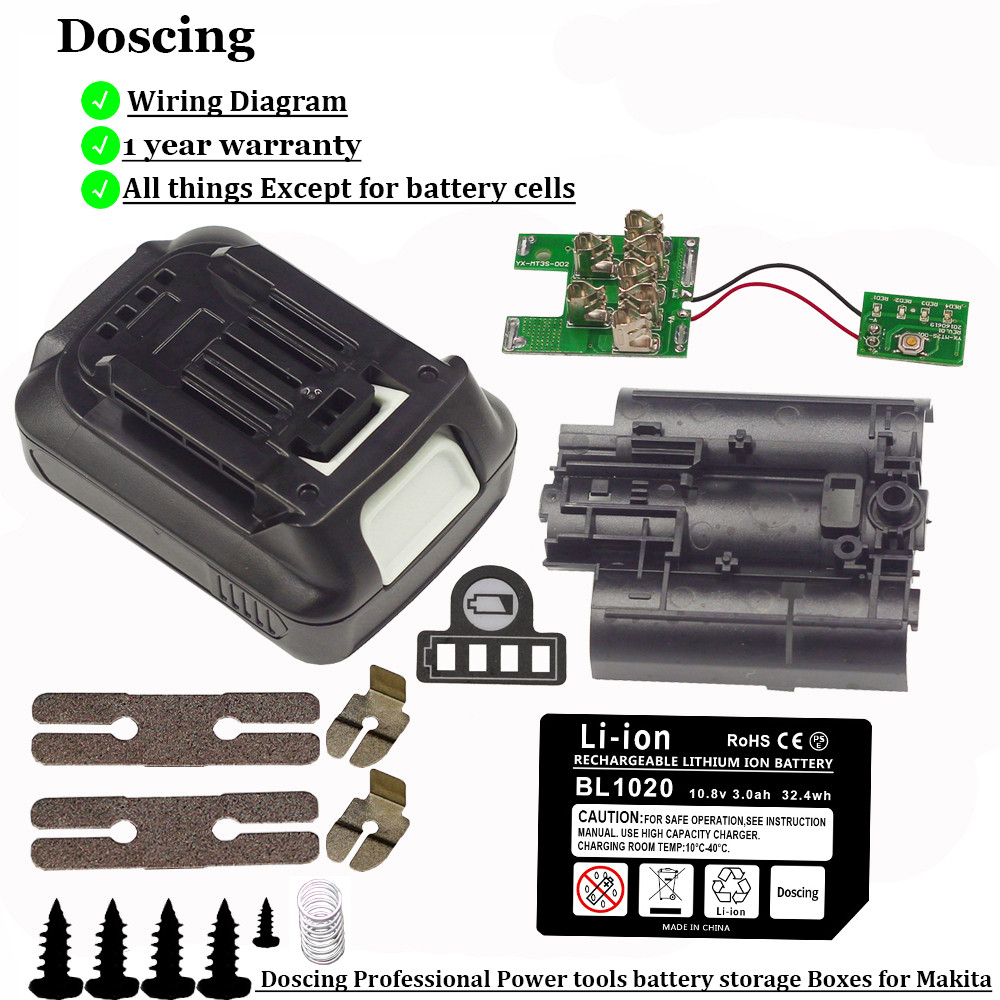 Battery Housing Case Set with LED Power Indicator for Makita 10.8V 12V ...