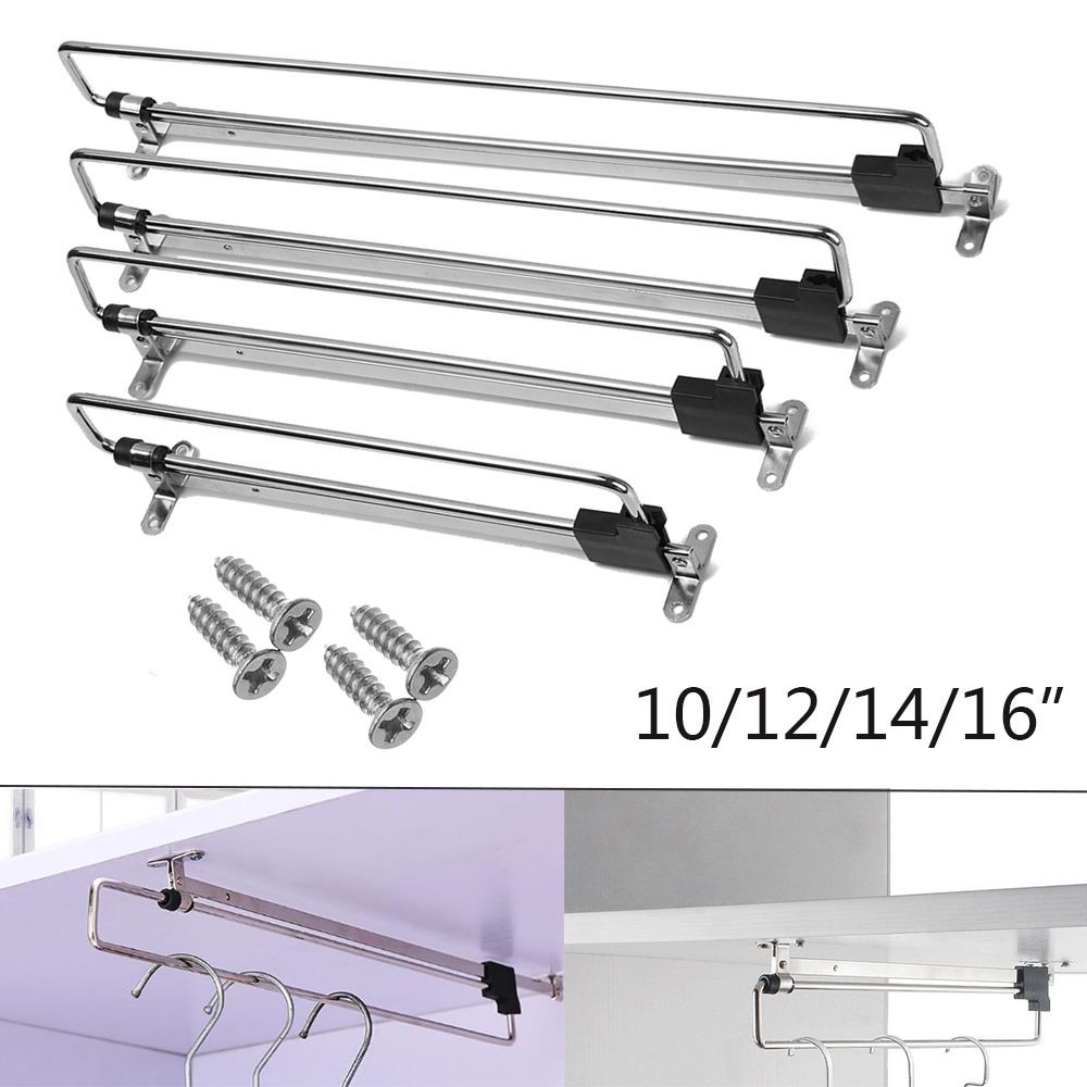 Wardrobe Hang Hanging Rod Telescopic Hanging Clothes Rail Pull Out ...
