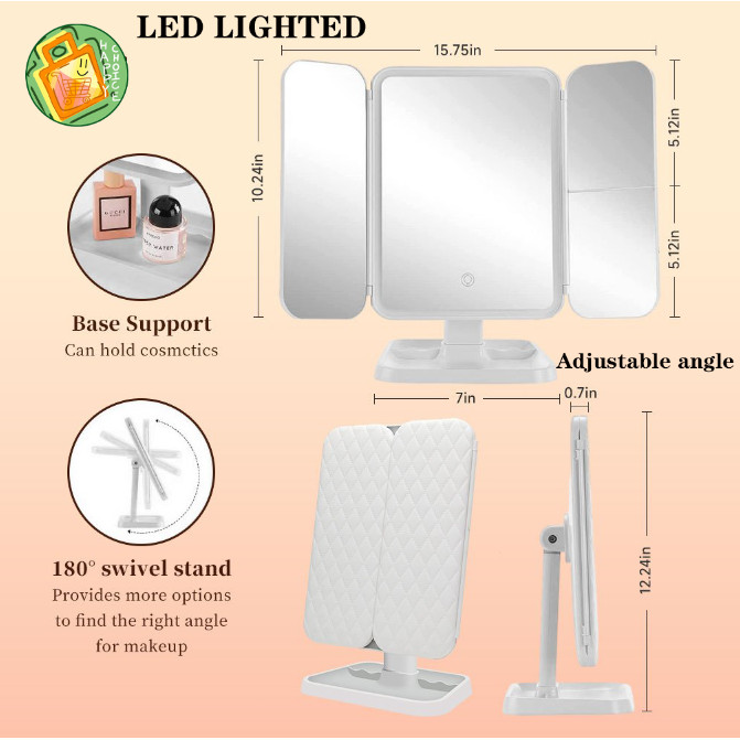 Adjustable Angle Removable Cosmetic LED Makeup Mirror Original For ...