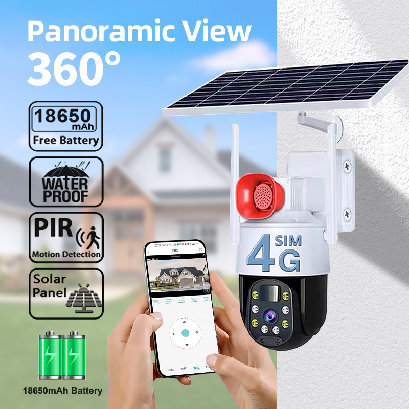 Solar Camera 360 Outdoor 4G SIM Card PTZ Camera With Solar Panel ...