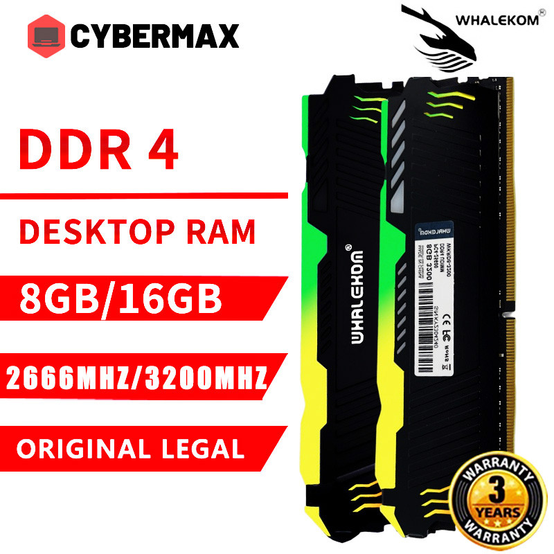 Whalekom RGB DDR4 RAM Desktop 8GB 16GB 2666Mhz 3200Mhz DIMM PC Game ...