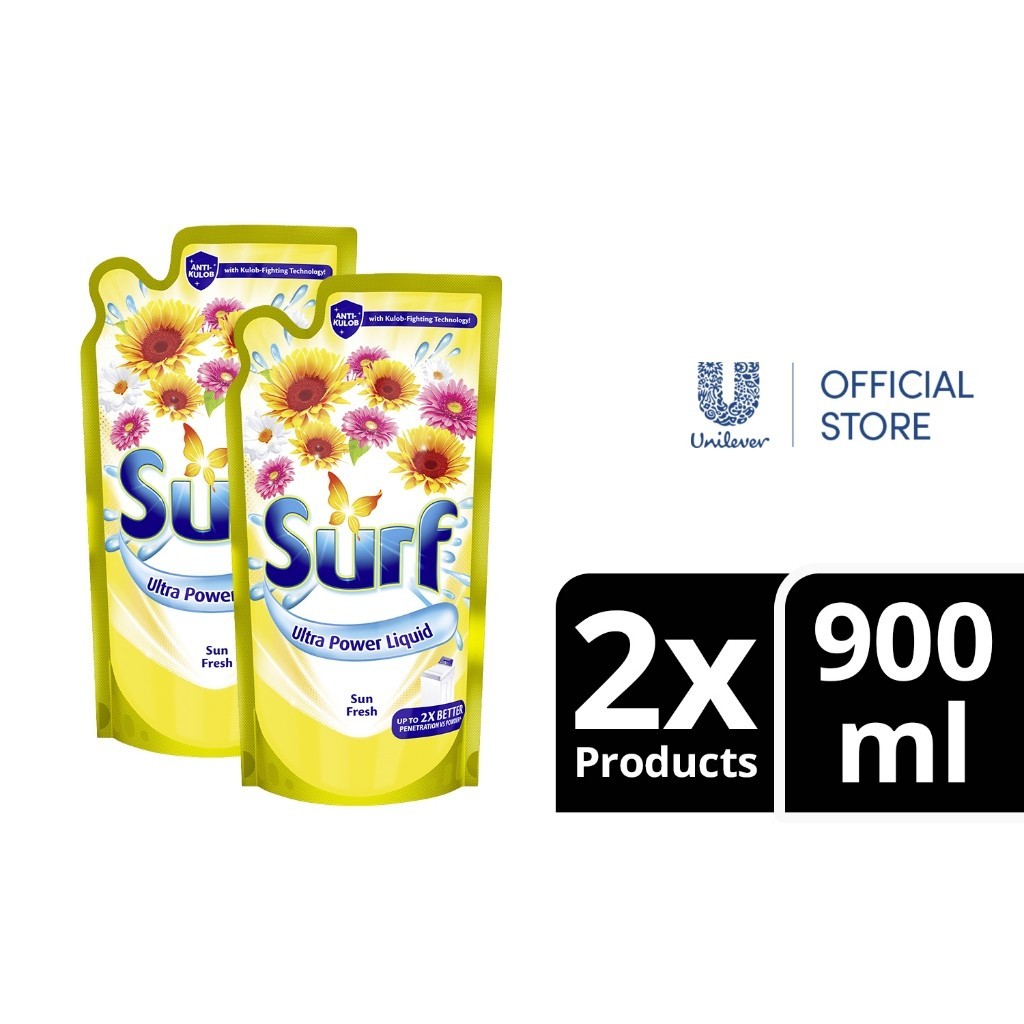 [BUNDLE OF 2] Surf Sun Fresh Laundry Liquid Detergent 900ML Pouch ...