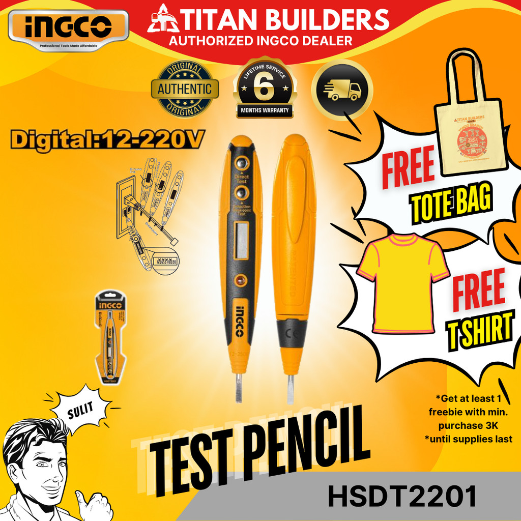 Ingco by Titan Test Pencil Voltage AC100-500V/Digital 12-220V no ...