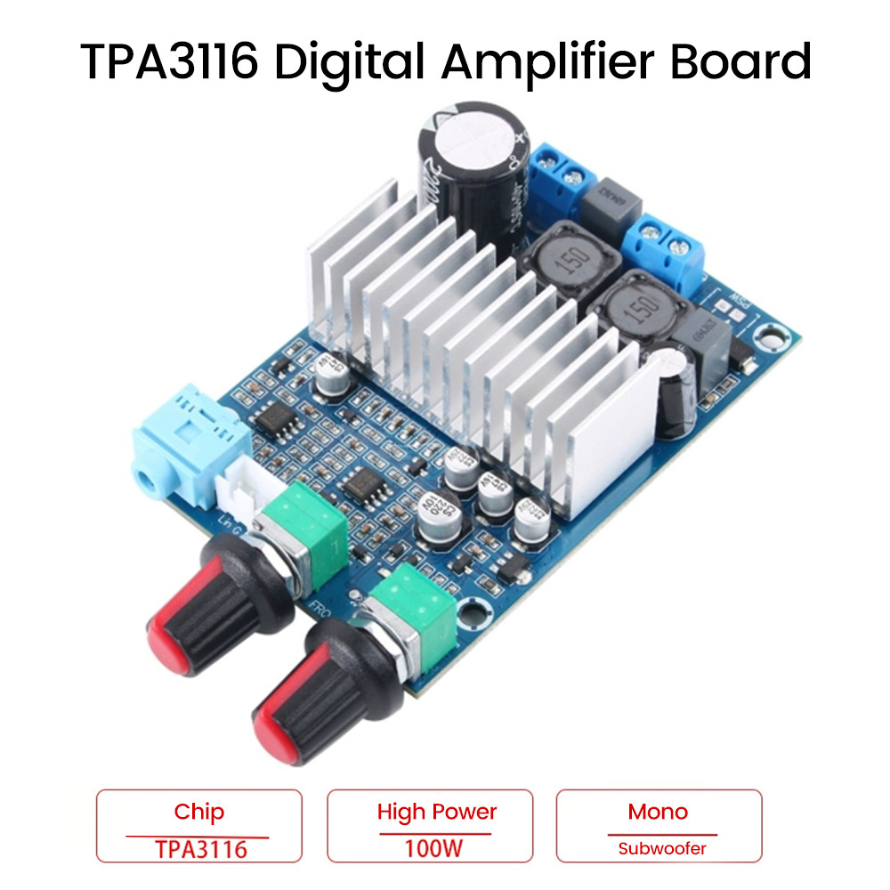 ⚖TPA3116 Subwoofer Amplifier Board Mono TPA3116D2 Super Bass Class D Audio Amplifiers 100W Bass ...