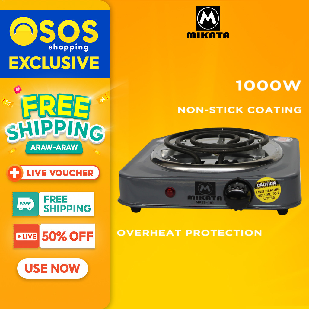 MIKATA Single Burner Electric Stove 230V 1000W Non-Stick Coating MIK-MKES-161 •OSOS• | Shopee ...