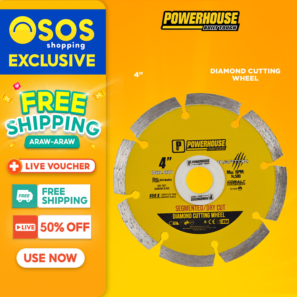 Powerhouse USA Raptor Series Diamond Cutting Wheel Segmented Cut 4" PH ...