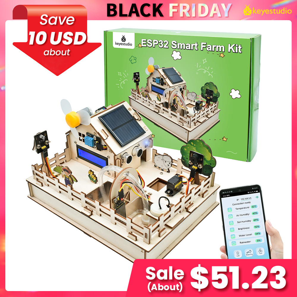 유Keyestudio ESP32 Smart Farm Kit IOT Kit With ESP32 Board For Arduino Scratch 3.0 Graphical Prog ...