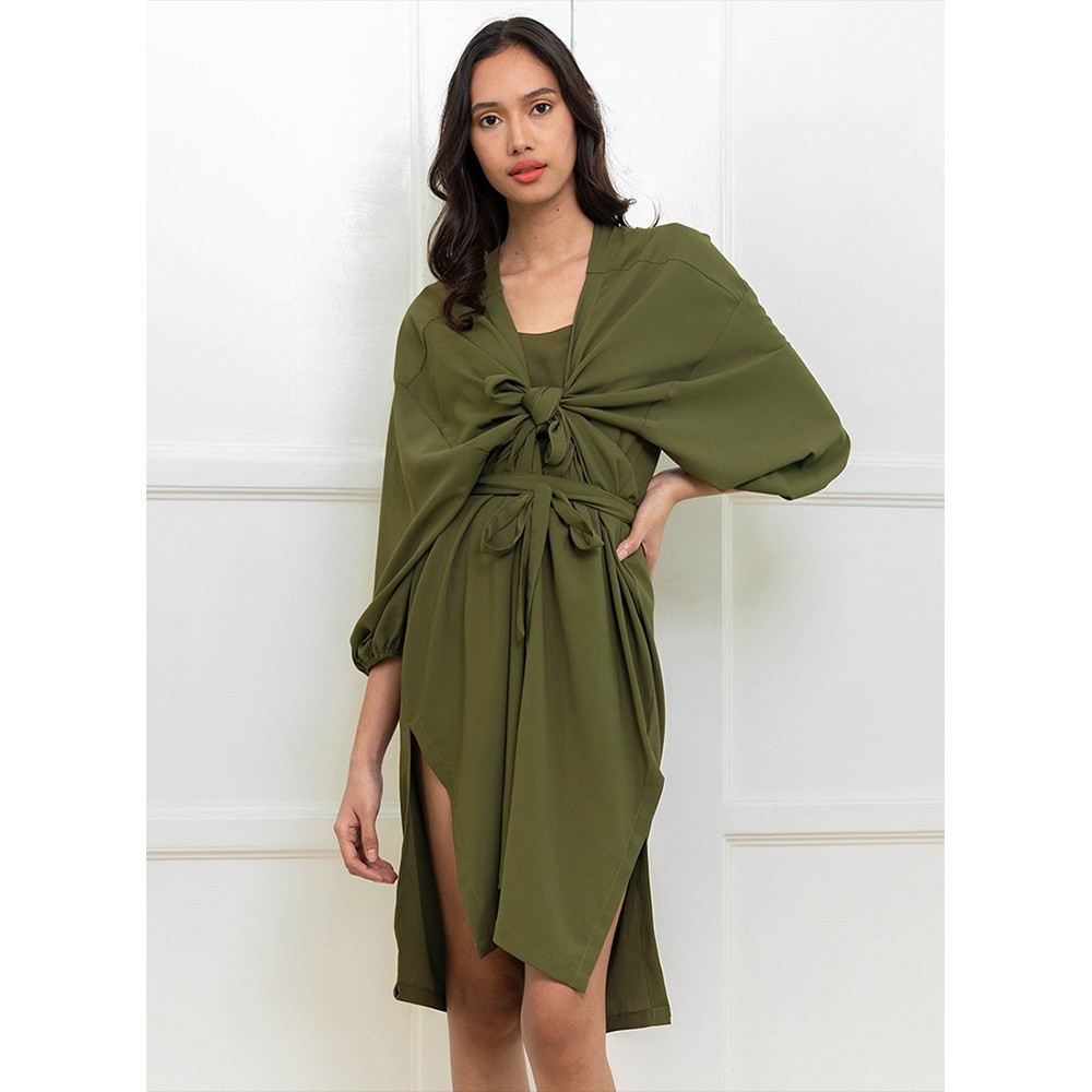 Multi-Wrap Coords Kimm Multiway Short Sleeve Dress (Olive) | Shopee Philippines