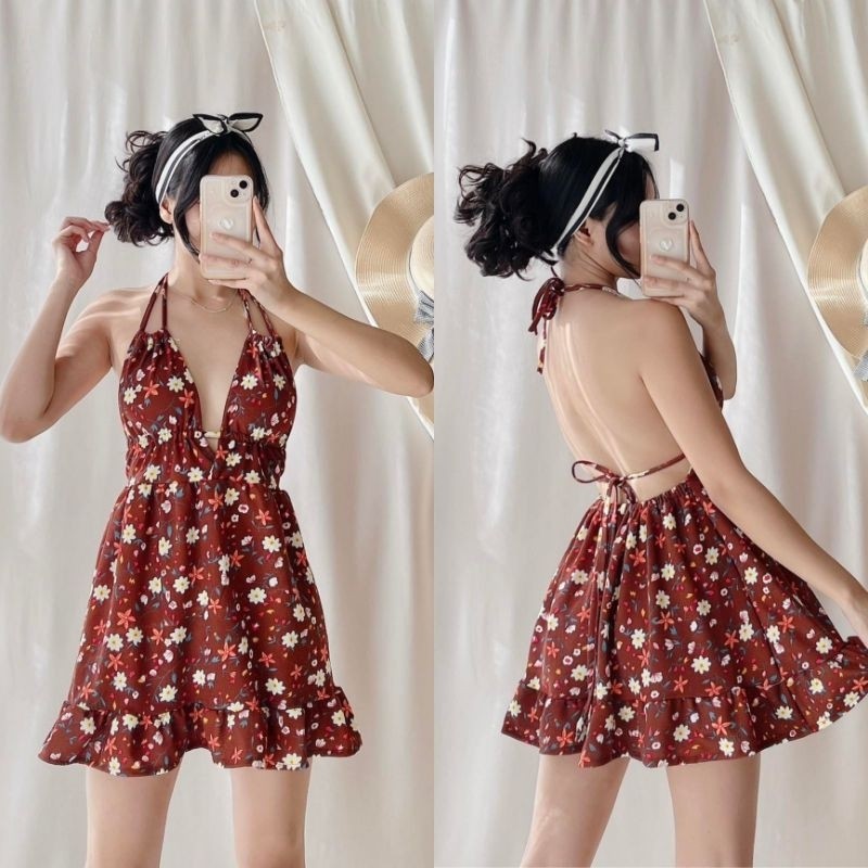 Marimar Halter Raffle Summer Mini Dress | Shopee Philippines