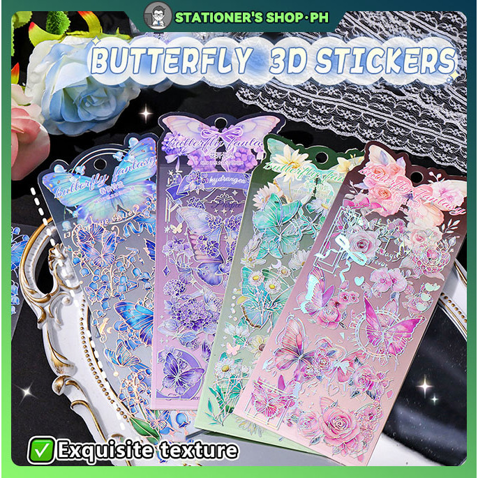 Retro Butterfly Hand Account Stickers DIY Decorative Material Stickers ...