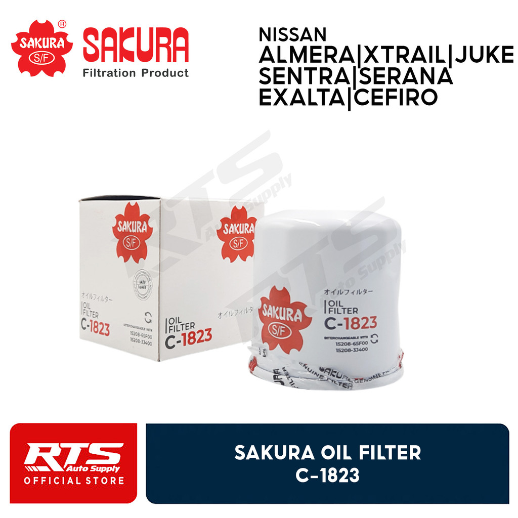 Sakura Oil Filter for Nissan Xtrail/Almera/Sentra/Juke/Serana/Exalta C/Cefiro (C224) C1823 ( 1 ...