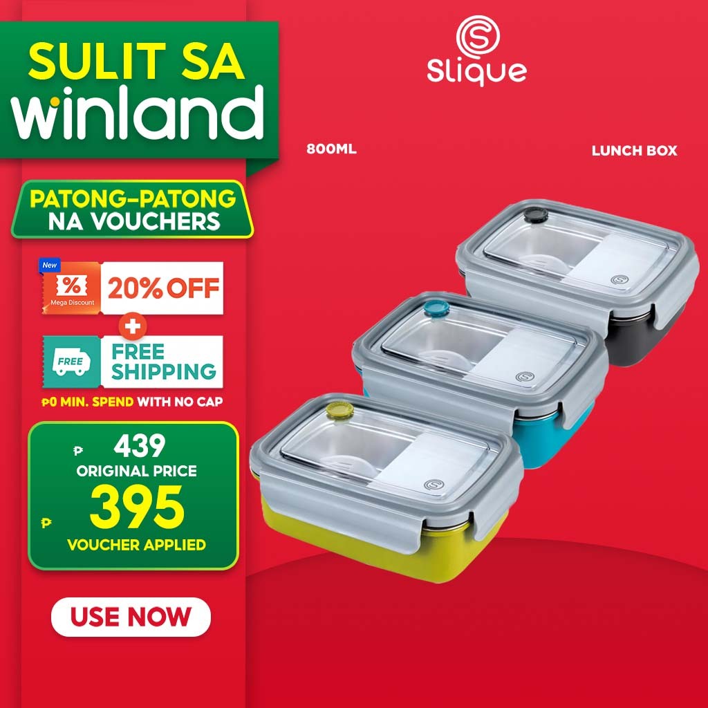 Slique Lunch Box w/ Compartment Vent Spork 800ml|0.8L Stainless Steel ...