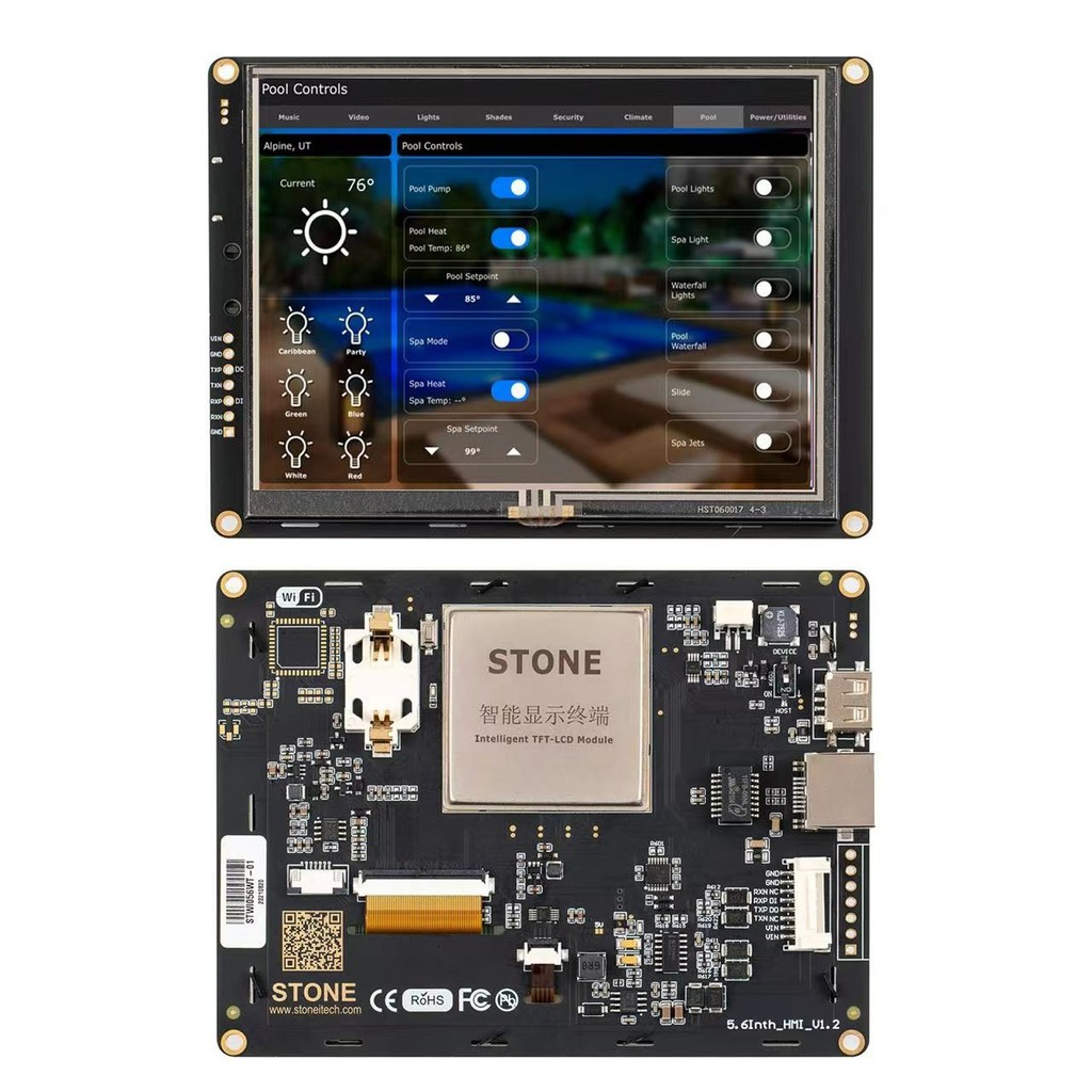 ☃SCBRHMI 5.6 Inch Full-Color Upgrade LCD Display, HMI Resistive Touch Screen RTC with UART Port ...