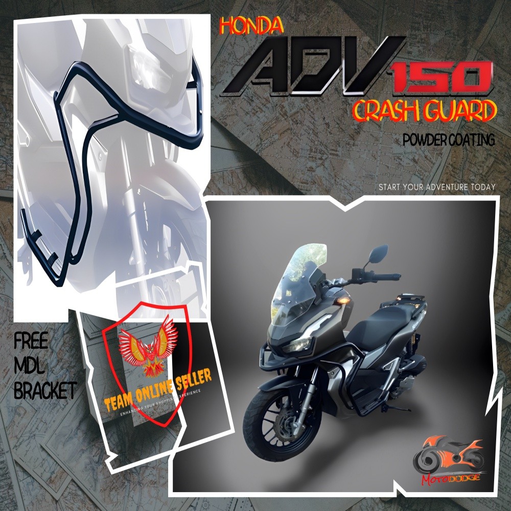 HONDA ADV 150 - HEAVY DUTY FULL CRASH GUARD ( POWDER COAT ) - PHASE 1 | Shopee Philippines