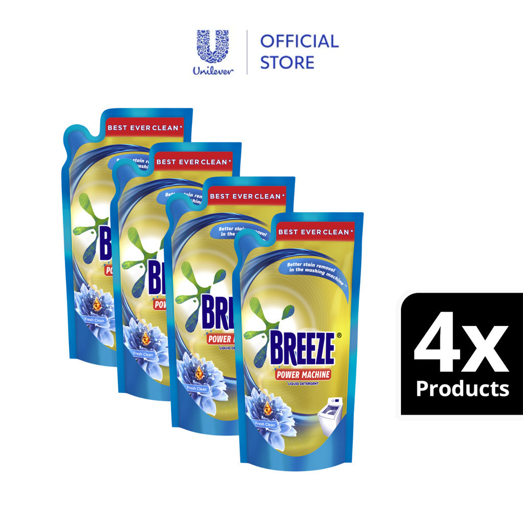 [BUNDLE OF 4] Breeze Liquid Detergent Power Machine Fresh Clean 670G ...
