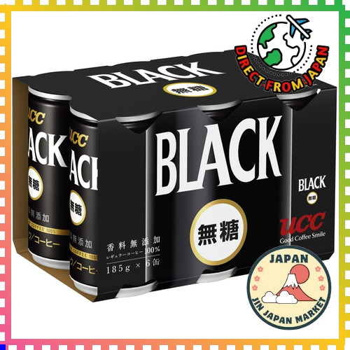 UCC Black Unsweetened Coffee Canned Coffee 185ml×6 bottles [Direct from ...
