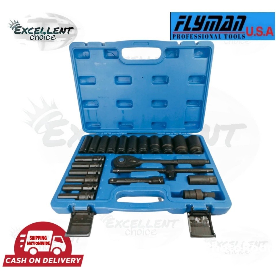 FLYMAN 22PCS 1/2" Drive Deep Impact Socket Set – Professional Grade ...