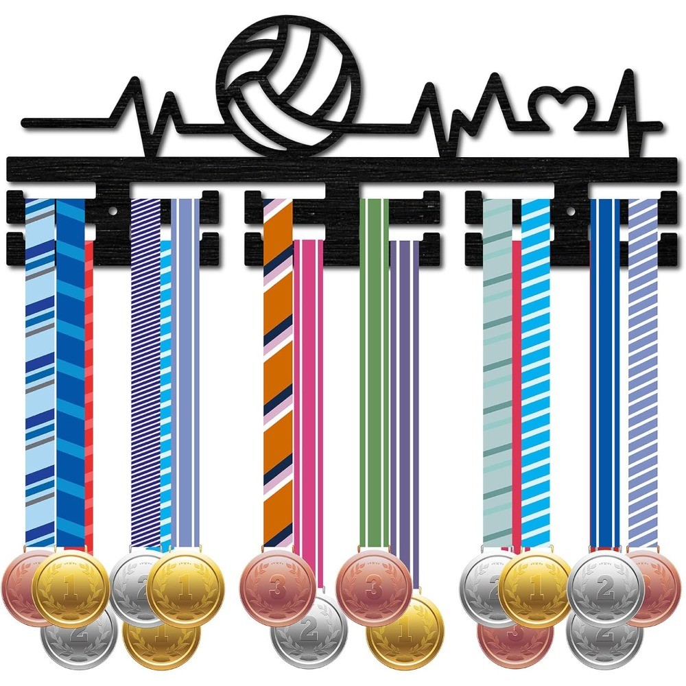 웃Wood Volleyball Medal Holder Sport Medal Hanger Display Medal Rack ...