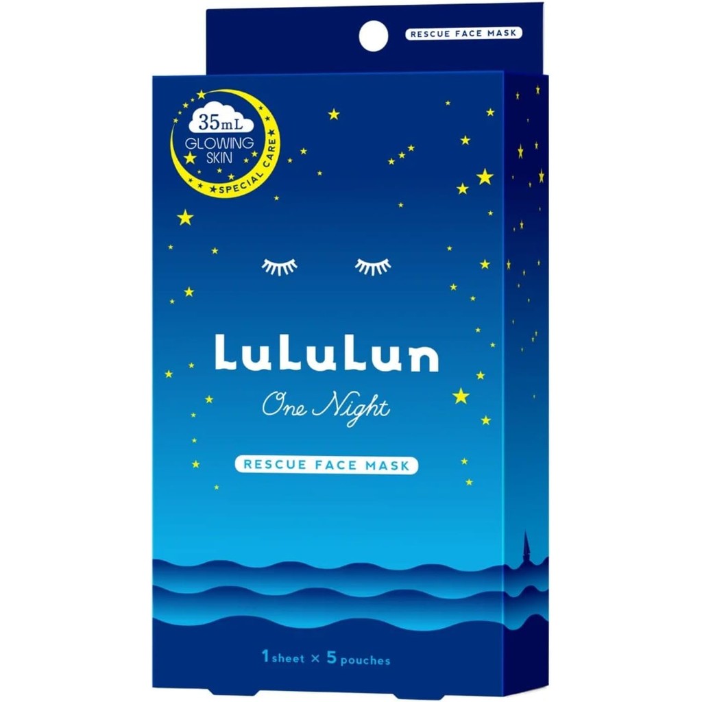 Lululun One Night Rescue Face Mask, Transparency, One Night R, 4K, 1.3 ...