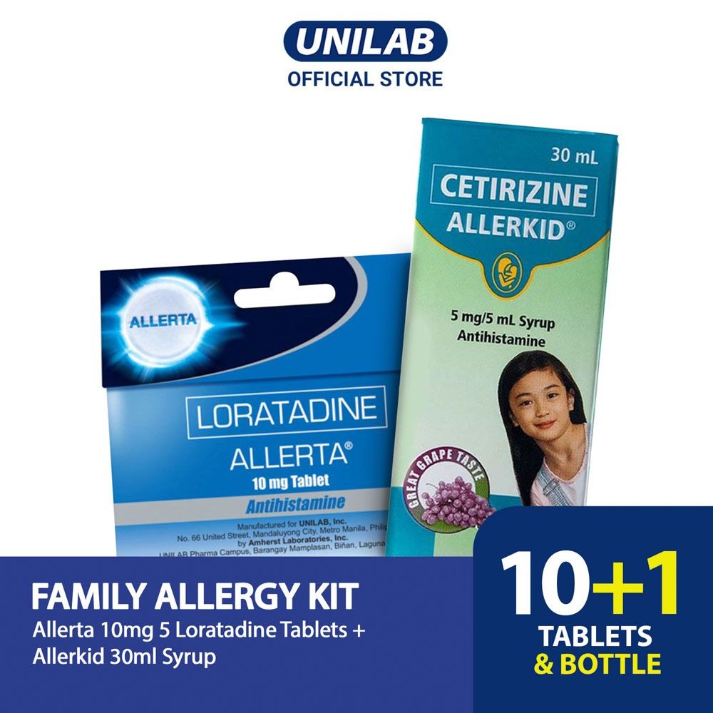 Family Allergy Kit: Allerta 10mg 5 Loratadine Tablets + Allerkid 30ml ...