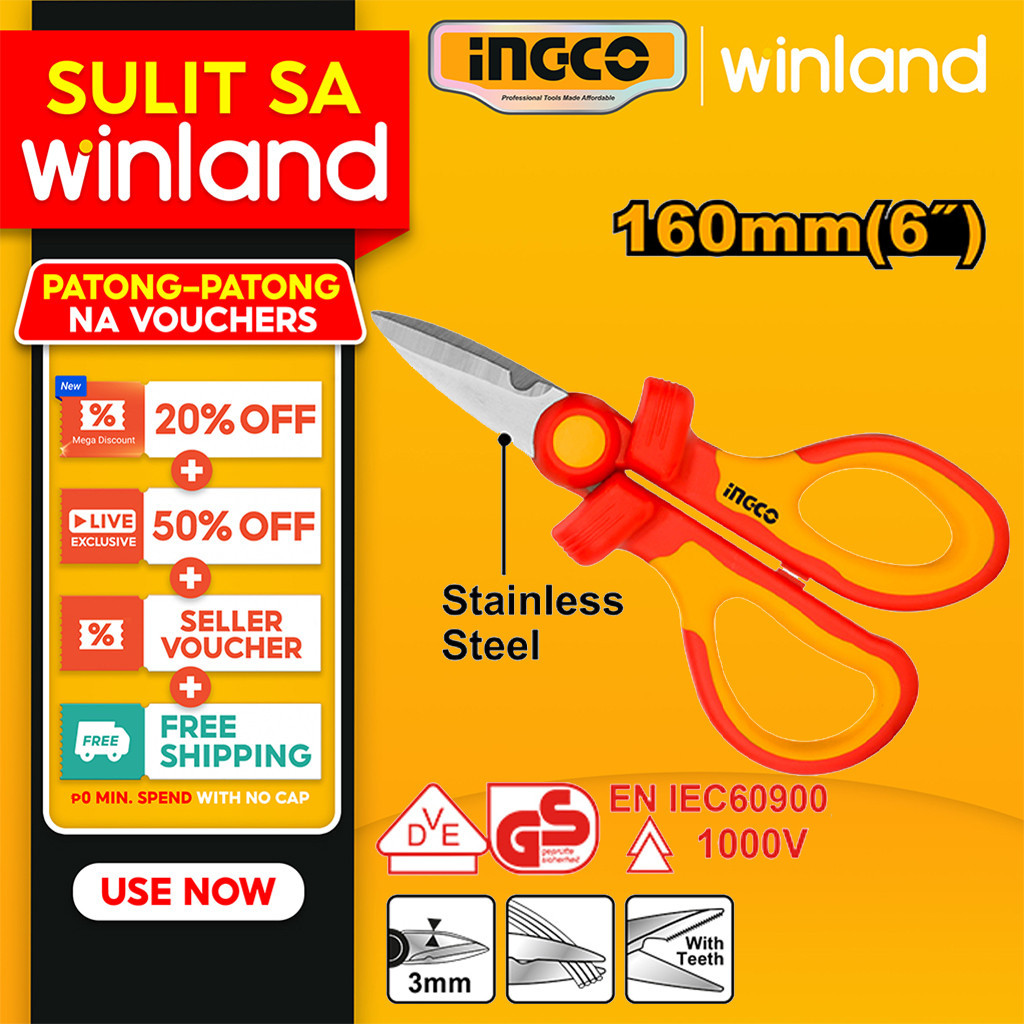 Ingco by Winland Insulated Scissor 160mm(6") HISS1601 ING-HT | Shopee ...