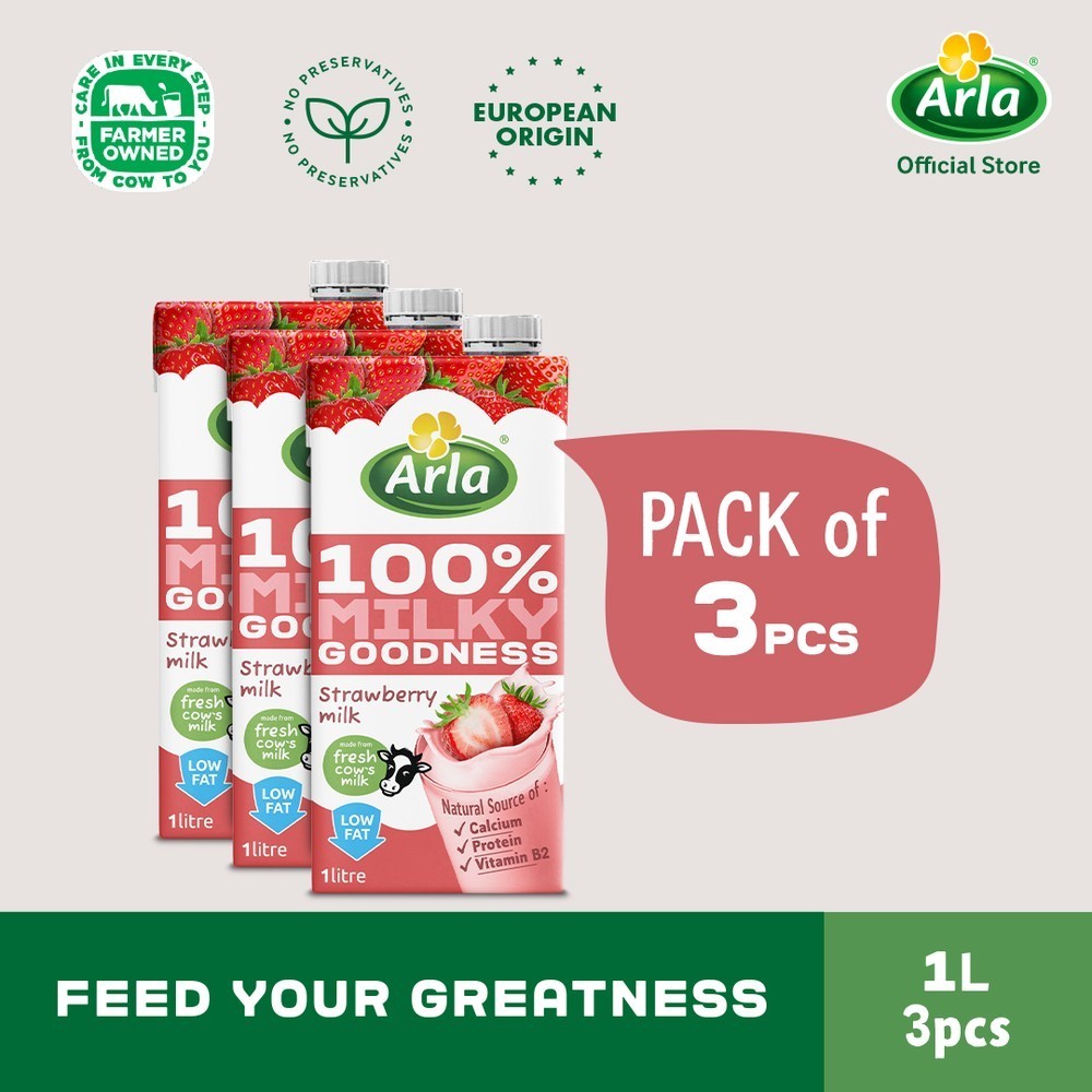 Arla Strawberry Milk 1L 3-Pack | Shopee Philippines