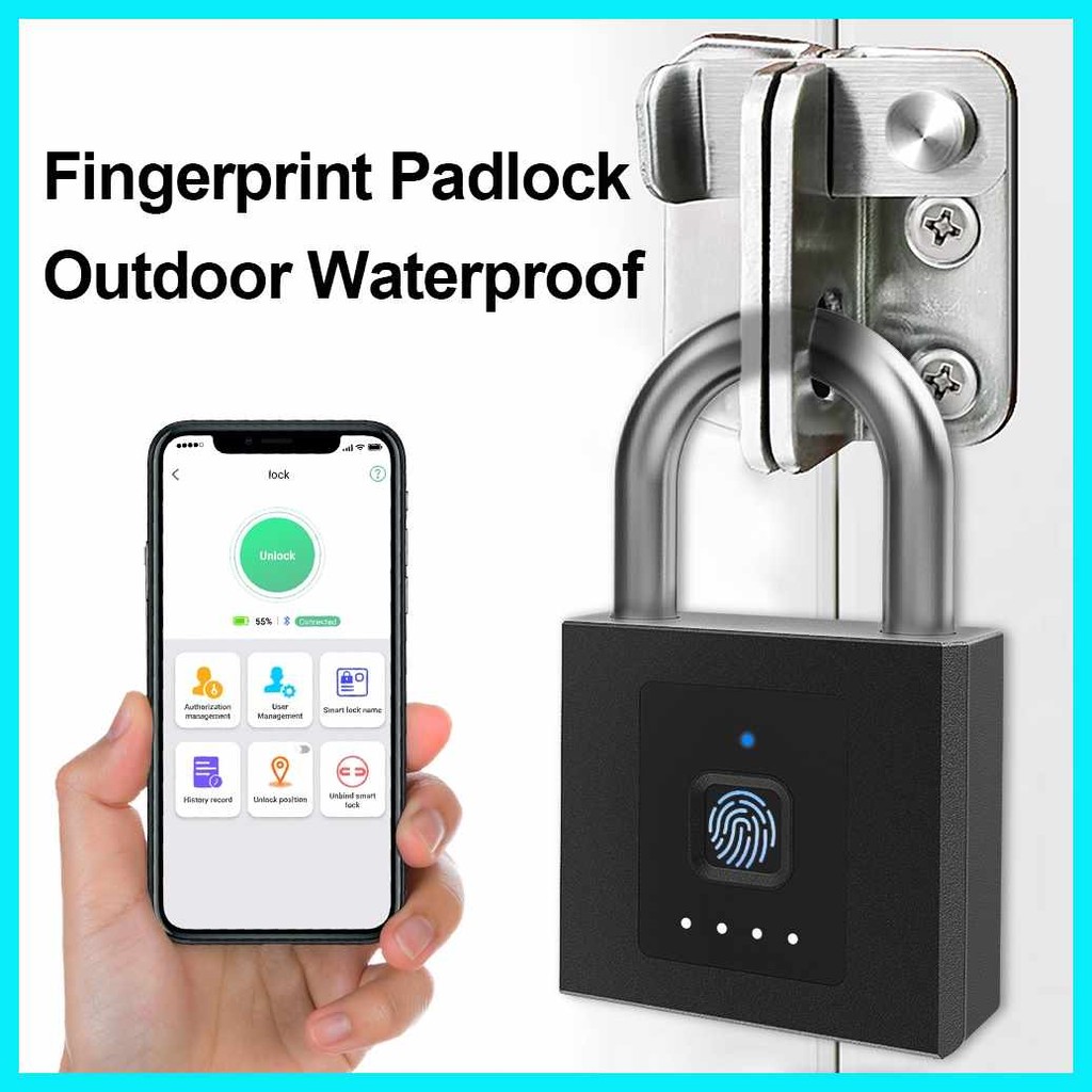 Thickened!pcWaterproof*qz*Smart*Yl?Fingerprint*ig?Padlock*h?10mm*V?Lock ...