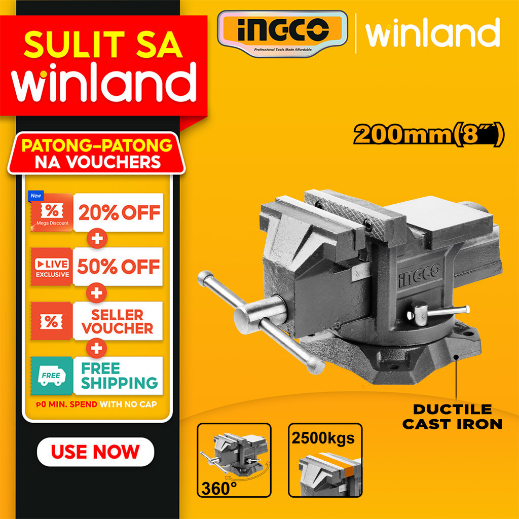 Ingco by Winland Bench Vise Gato 8inches with Anvil HBV088 ING-HT ...