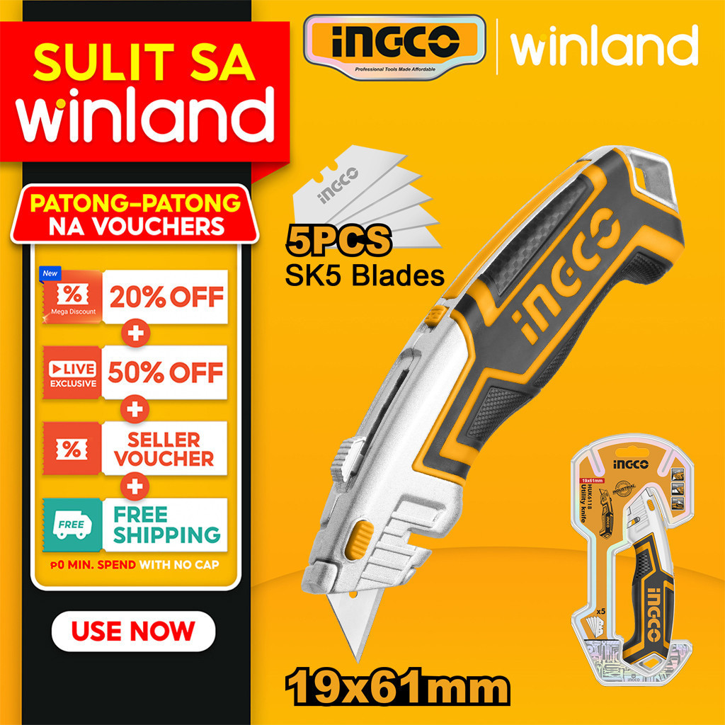 Ingco by Winland Utility ZINC Alloy Knife Cutter with 5pcs SK5 Blade ...